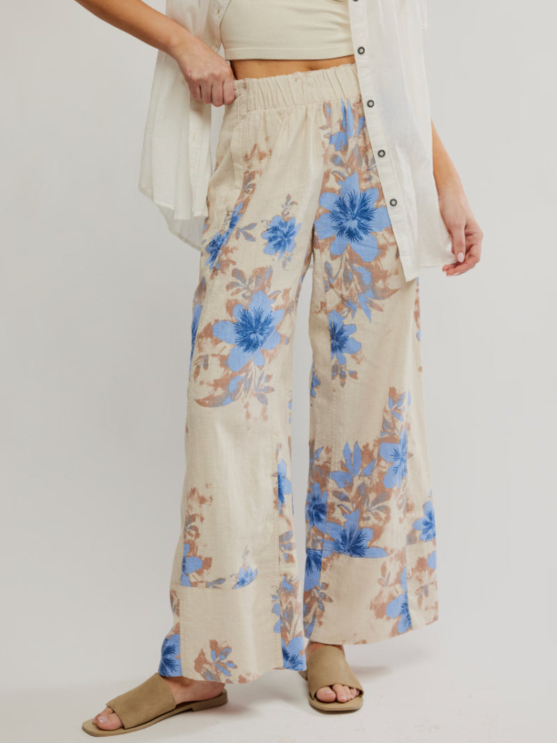 Free People Days End Linen Pull-on Pants - Floral Print – All Inspired ...